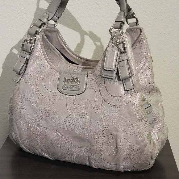 Coach | Bags | Coach Madison Op Art Stitched Leather Shoulder Bag ...